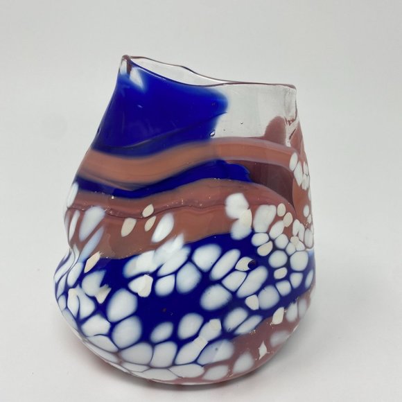 Unbranded | Accents | Art Glass Odd Shaped Handblown Vase Pink Blue And ...